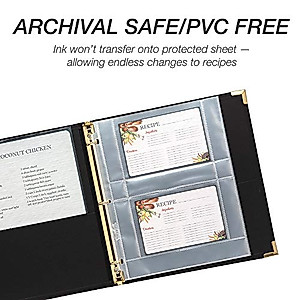 Samsill Recipe Card Page Protectors for 8.5 x 11 Recipe Binder, 4 x 6 Pockets, 2 Pockets, 50 Count, Recipe Book Pocket Page Refill Sheets, Side Margin Loading, for 8.5 x 11 Standard 3 Ring Binders
