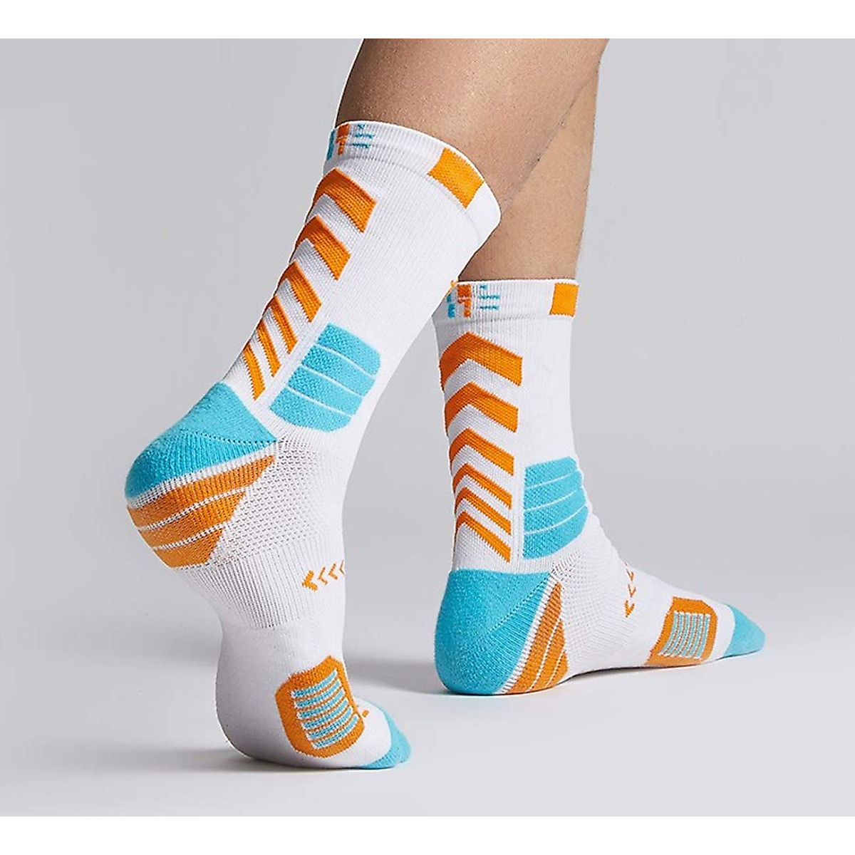 YWSLRC 5 Pairs Men's Athletic Crew Socks Performance Thick Cushioned Sport Basketball Running Training Compression Sock