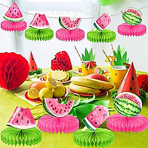 10 Pcs Watermelon Party Supplies One in a Melon Honeycomb Centerpieces for Summer Fruit Party Decorations Pink Watermelon Table Honeycomb for Birthday Wedding Party Baby Shower Supplies Favors