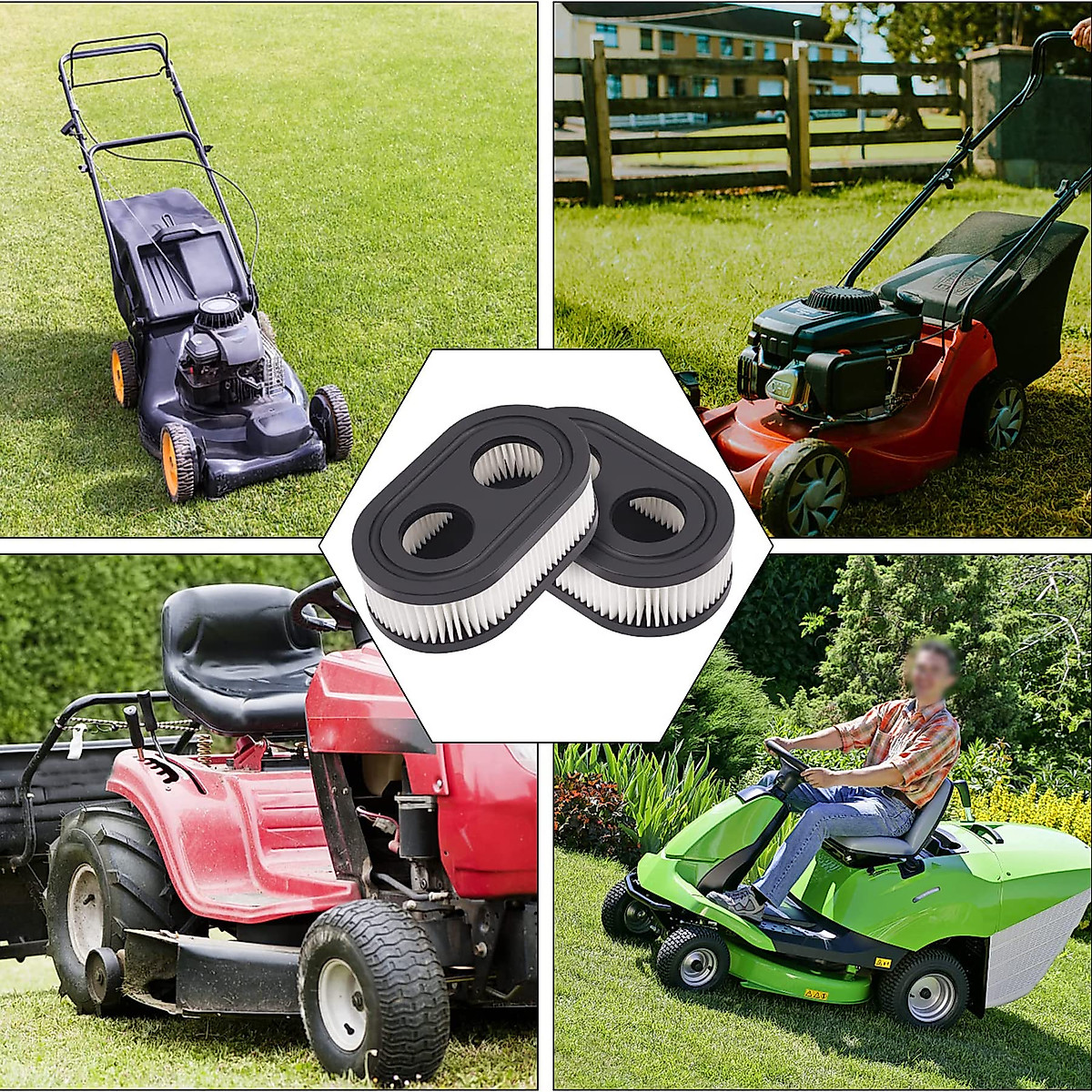 593260 Air Filter 593260 798452 334404 Air Cleaner Cartridge Filter, Lawn Mower Air Cleaner Replacement Filters for 4247 5432 5432k 09P00 09P702 550E 500EX 550EX 625 575EX Series Engine (2 Pack)