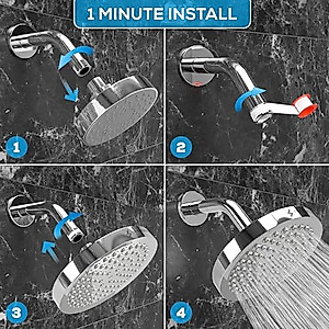 SparkPod Chrome High-Pressure Rain Shower Head + Matching 9" Shower Arm with Flange - 1-min Installation