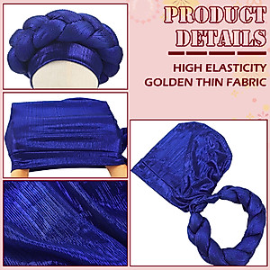 JenPen 3 Pcs African Turban Head Wrap for Women Pre Tied African Braid Turban Beanie Cap Stretchy Crystals Sequin Twisted Head Turbans for Women and Girls, 3 Colors