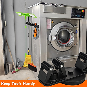 UNUSFIRE Magnetic Broom Holder,Strong Magnetic Mount Broom and Mop Holder 4 Racks for Cleaning Tools,Non-slip Magnetic Tool Holder Broom Hooks for Apartment RV Accessories Camper Garage Kitchen