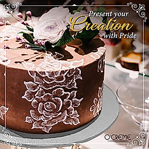 O'CREME Silver Wraparound Cake Pastry Round Drum Board 1/4 Inch Thick, 12 Inch Diameter - Pack of 10