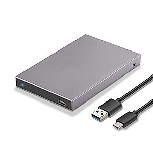 SSK Aluminum 2.5" Hard Drive Enclosure USB C 3.1 Gen 2(6Gbps) to SATA External HDD Case Adapter for 2.5 inch 7 9.5mm SATA III HDD SSD with UASP Compatible with WD Seagate PS4 Xbox