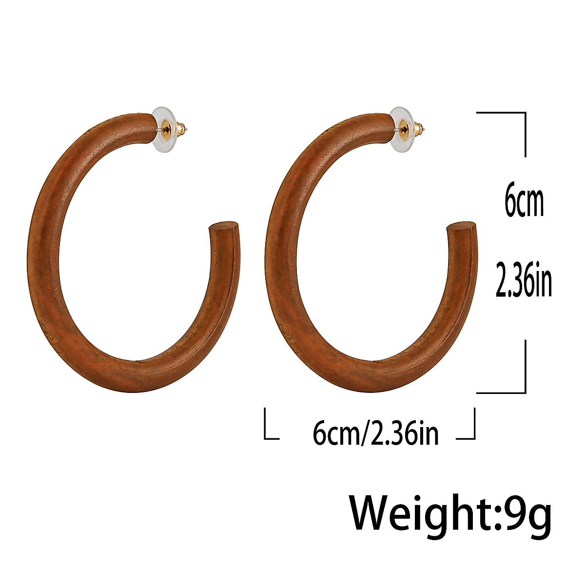 STWTR Women's Natural Wood Earrings Fashion Earrings Geometric Shape Retro Earring Set Natural Wood Hollow Semicircle Earrings