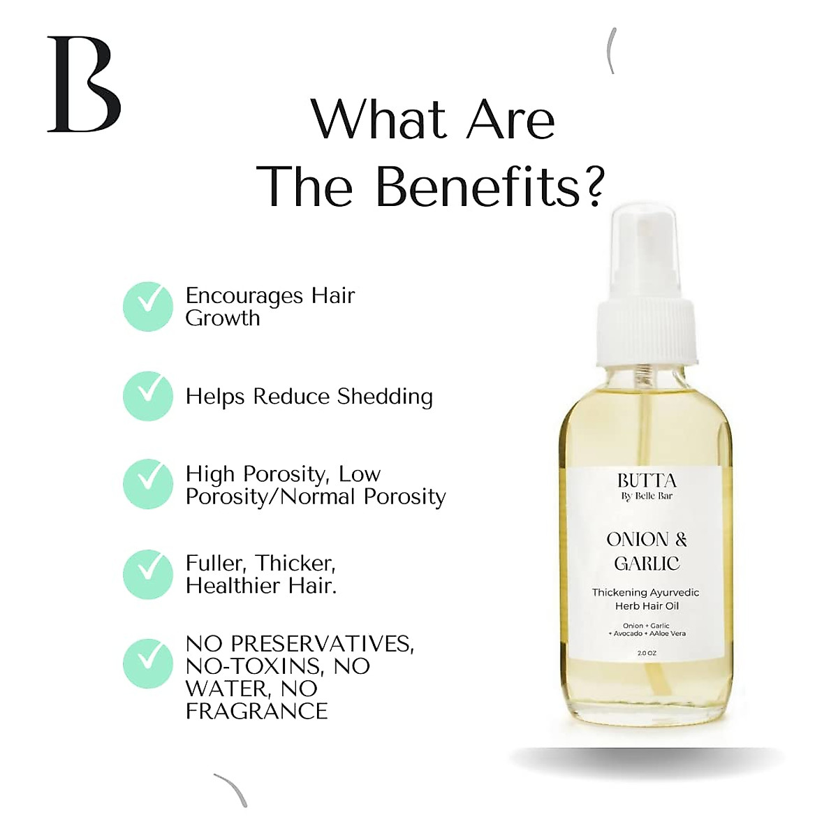 Butta by Belle Bar Onion & Garlic Ayurvedic Hair Oil