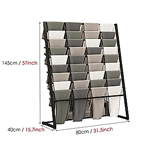 SRNSAEB Large Capacity Scarf Rack Stand, Metal Standing Scarf Organizer Hanger with Anti-Slip Mats, for Clothing Store/Home/Malls (Color : Gold, Size : 80x40x145cm)