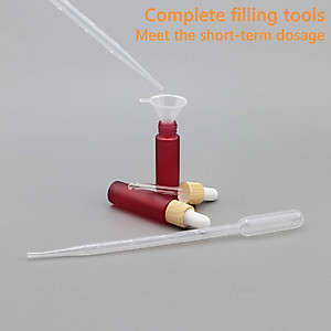 Ellbest 10ml Essential Oil Dropper Glass Bottle 10pcs Colorful Dropper Glass Bottles with Eye Dropper for Travel, Carrying Outside (Matte Red)