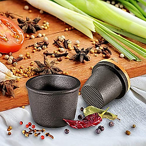 Zassenhaus Cast Iron Spice Grinding Set with Beech Wood Lid, 3" Grinder, Black