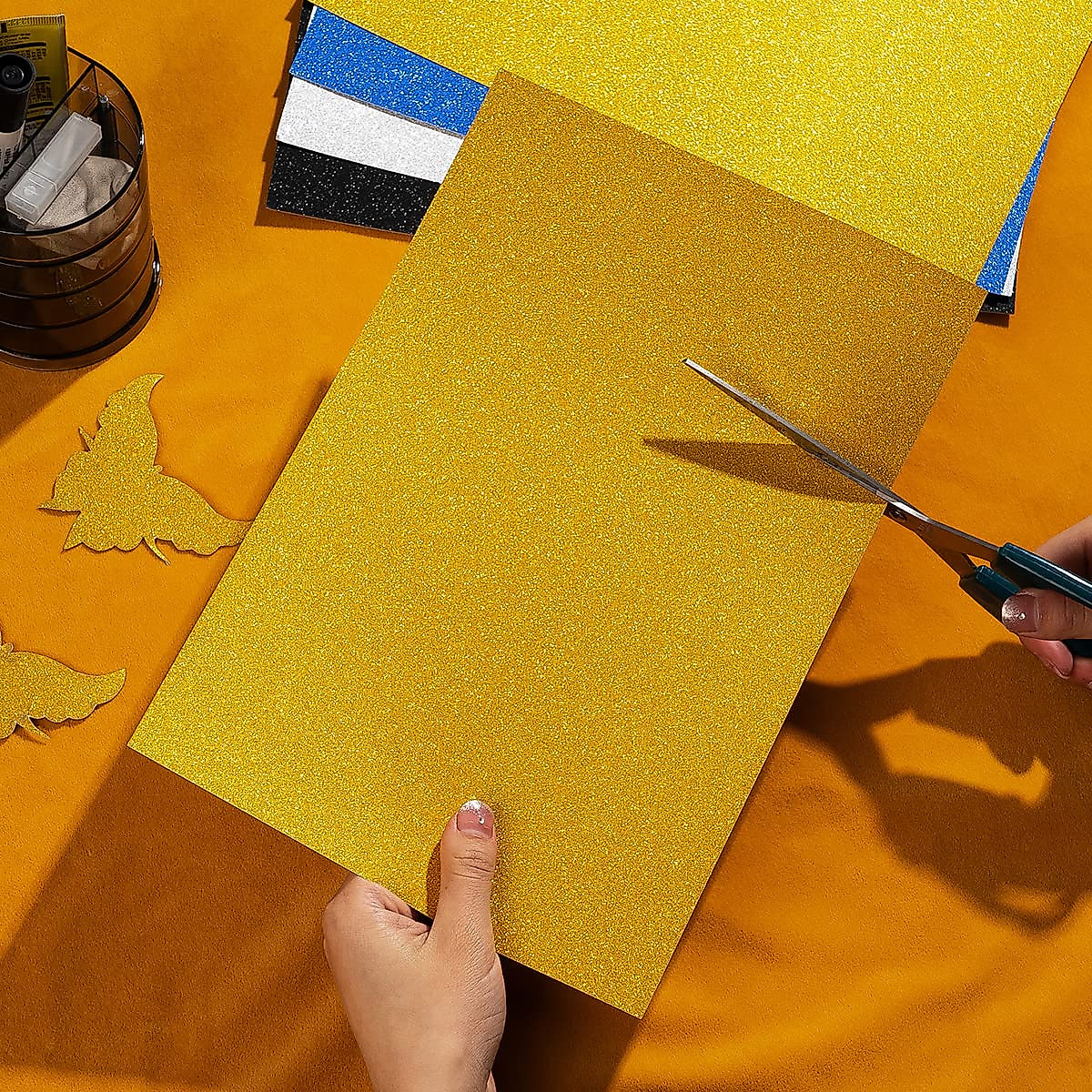 50 Sheets Glitter Cardstock Paper Glitter Thick Paper Cards for Birthday Party, Crafts and Invitations (Gold, 12 x 12 inches)