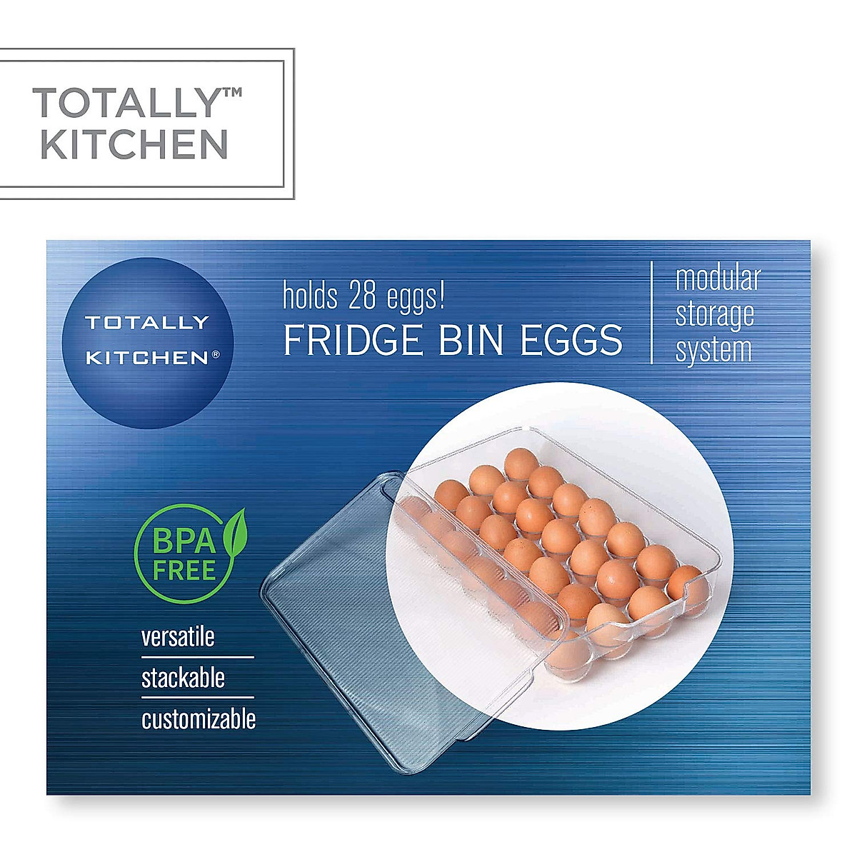 Totally Kitchen Egg Holder for Refrigerator, Fridge Organizers and Storage Clear, BPA-Free Plastic Storage Containers with Lid & Handles, 28 Eggs Tray Bins