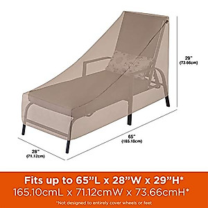 MODERN LEISURE 2934 Chalet Patio Chaise Lounge, Outdoor Cover (65 L x 28 D x 29 H inches), Khaki/Fossil Water-Resistant