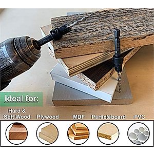 JNB Pro Wood Countersink Drill Bit Set JP0506, 5 Pc #6(9/64"), 2 Extra Bits 9/64 Tapered Drill Bit, 1 Adjustable Collar, 1 Wrench - 1/4" Quick Change Shank, Ideal Woodworking and Carpentry Tool Set