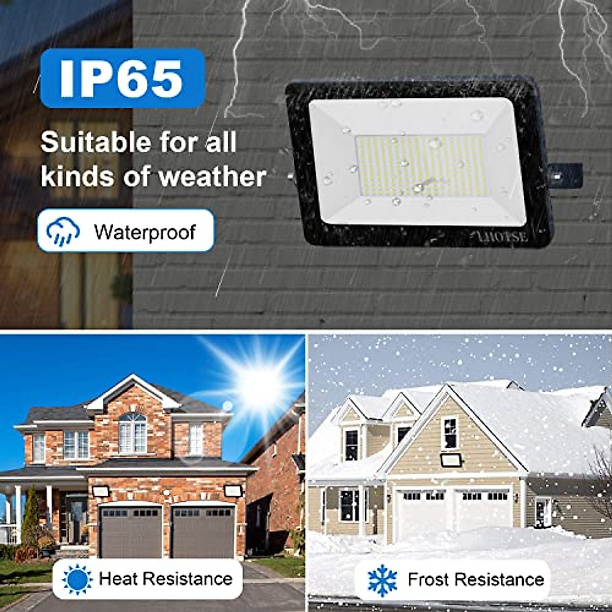 LHOTSE 2 Pack 50W LED Flood Light Outdoor，7000 Lumens LED Work Light with Plug,IP65 Waterproof Outdoor Floodlights, 6500K Daylight White Super Bright Security Light for Yard Garden Patio Playground