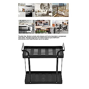Kitchen Storage Rack, Space Saving Shower Rack Home Decoration Rustproof Carbon Steel Beech 2 Layer Sturdy Structure for Room