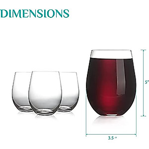 Modvera 20oz Red & White Stemless Wine Glass, Wine Glasses Set of 6, Drink Glasses with Durable Chip Resistant Rim, Large Wine Glass for Enhanced Aeration, Wine Accessories for Parties