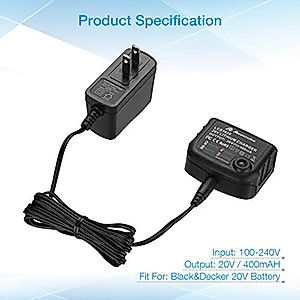 Powerextra 20 Volt Lithium Battery Charger LCS1620 for Black and Decker 16V 20V Lithium Ion Battery LBXR20 LBXR20-OPE LB20 LBX20 LBX4020 LB2X4020 LBXR2020-OPE BL1514 LBXR16
