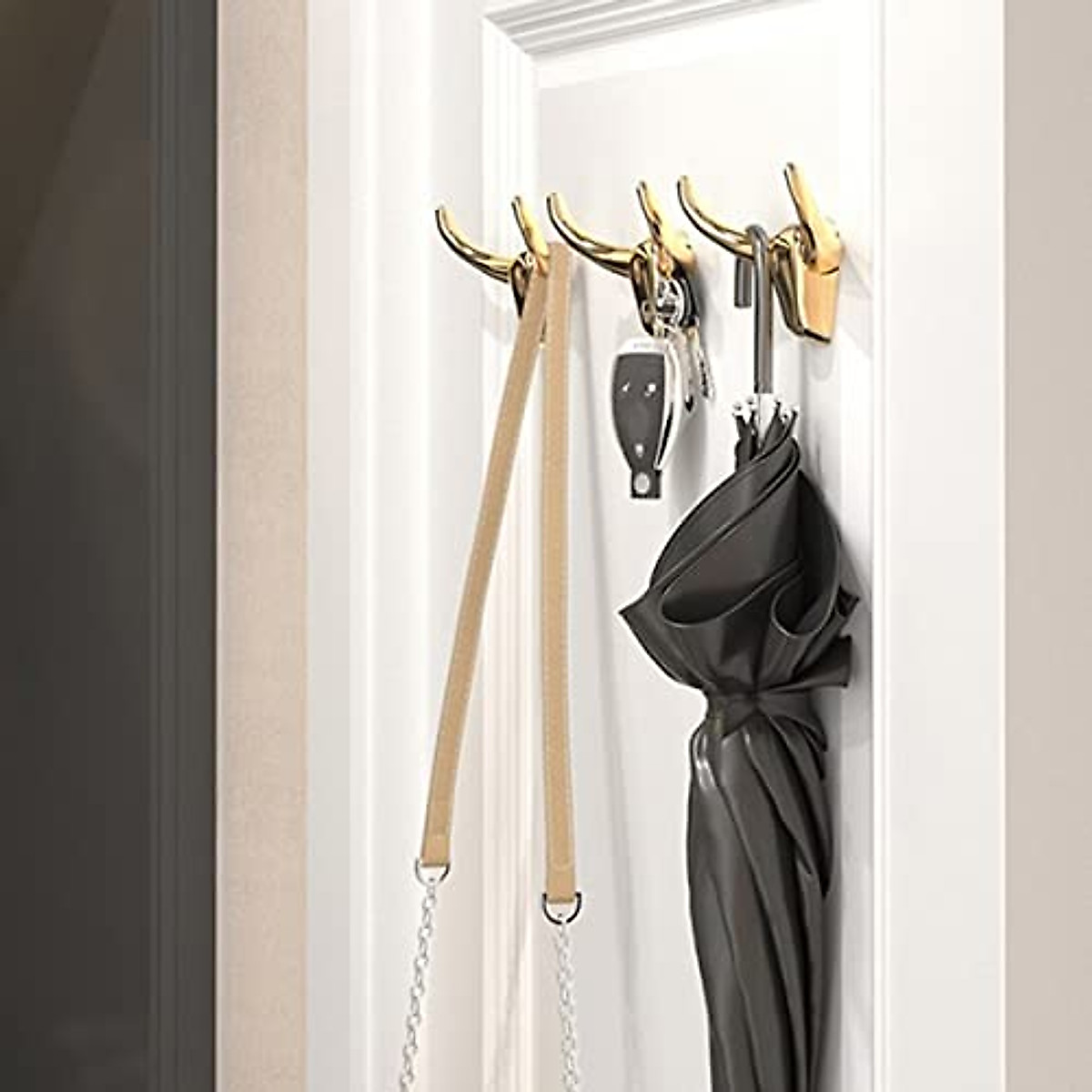 DOITOOL 2pcs Duty Home Storage Head Scarf Cabinet Bathroom Robe Door Mounted Hooks Towel Coat Coat, Cow Heavy Design Wall Hat Bag Hangers Bag, Decorative Vintage Nordic Clothes Metal Horn
