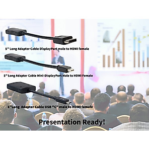 DigitaLinx Liberty Patented HDMI Adapter Ring with 5” DisplayPort, 5” Mini DP & USB-C Pigtail adapters Device connectivity for Conference Rooms. PC Laptop, iPad, MacBook Pro, Galaxy, Chromebook.