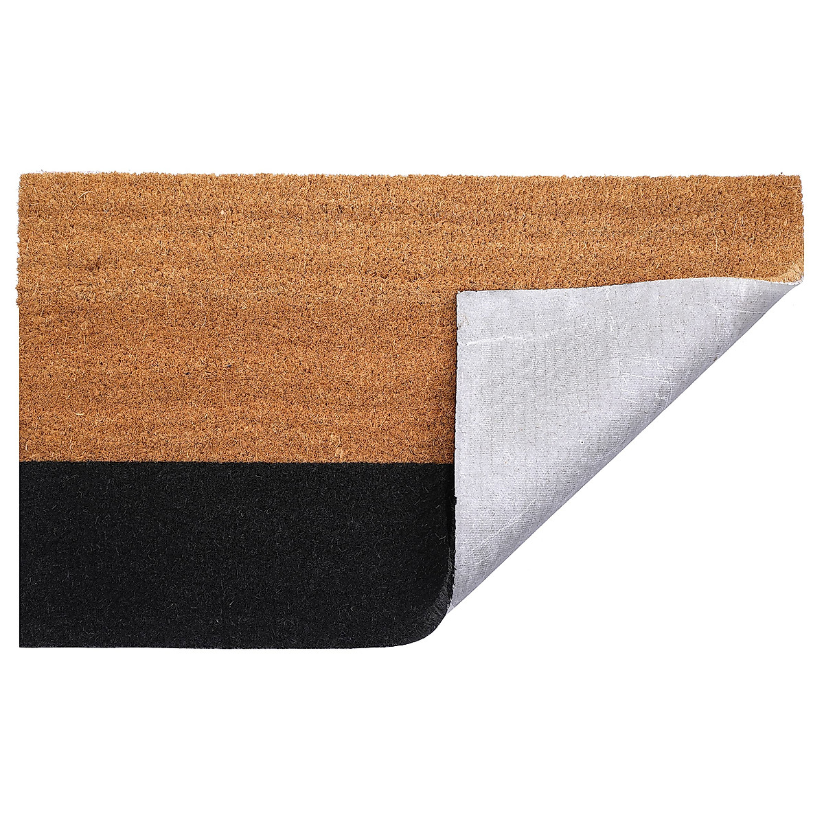 Fab Habitat Modern Non Slip Doormat - Durable, Thin - Natural Coir & Rubber - Entryway, Front Door, Porch, Patio - Black Belt Black/Natural (18" x 30" Non-Slip)