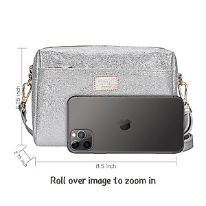 GAYI URBAN Glitter Crossbody Bags for Women, Sparkle Shoulder Handbags with Chain, Ladies Clutch Purses with Zipper Closure (Silver)