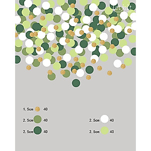 Green Confetti Golden Greenery Glitter Paper Scatter Table Decoration Surprise Craft Supplies Birthday Party Bridal Baby Shower Party Wedding Gift Circle Dots Decor 200 Pcs