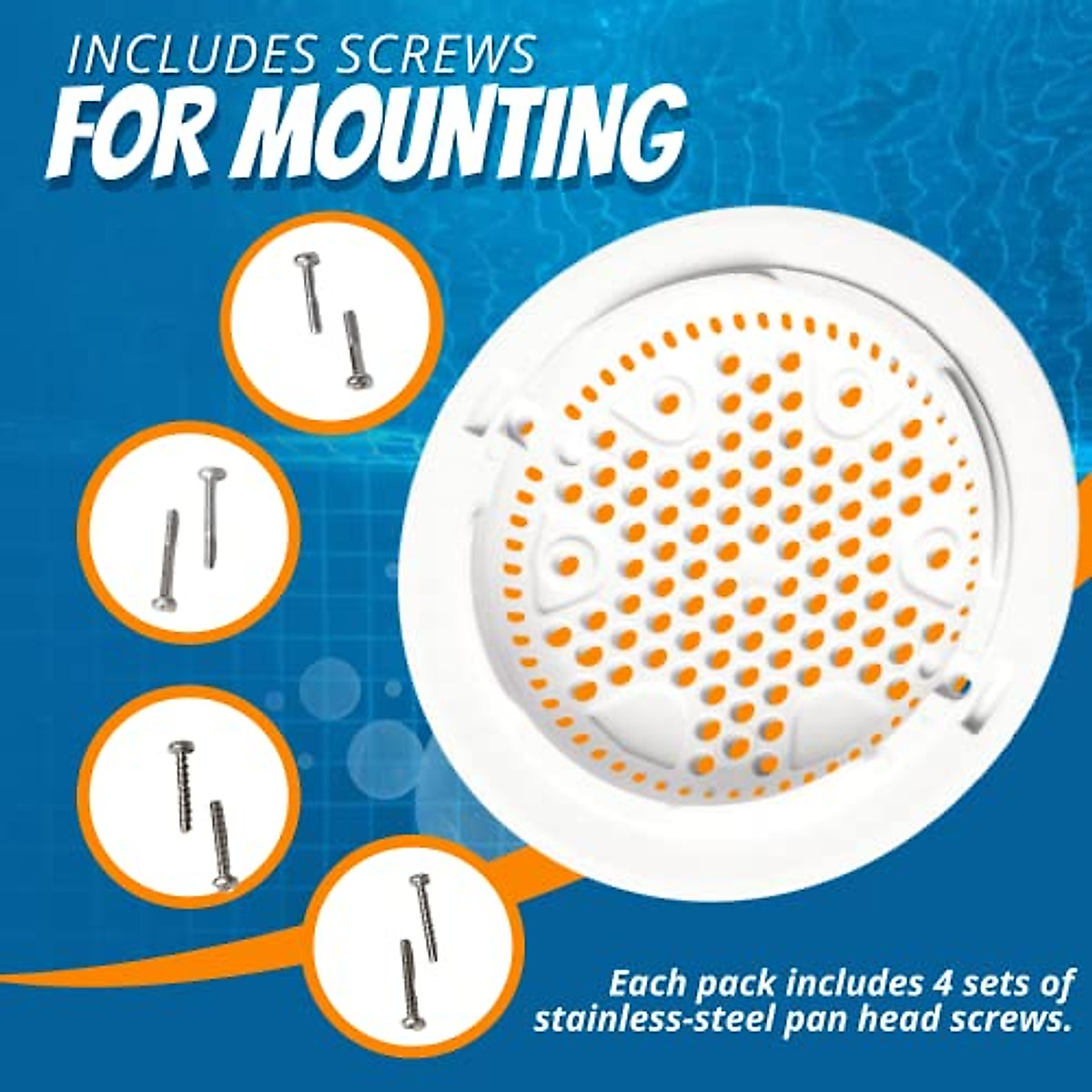 TonGass 8" Bottom Main Pool Drain Cover Replacement for Inground Pools Compatible with Hayward Suction and Dual Suction Outlet WGX1048E