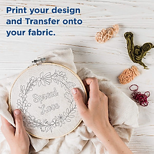 Print Works Vanishing Embroidery Transfers, for White/Light-Colored Fabrics, 5 Sheets, Inkjet, 8.5 x 11 (00536)