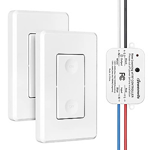 DEWENWILS 3 Way Wireless Light Switch and Receiver Kit, Remote Control Wall Switch for Ceiling Lights, Fans, Lamps, No in-Wall Wiring, No WiFi Needed, Wireless Panel Switch,100Ft RF Range