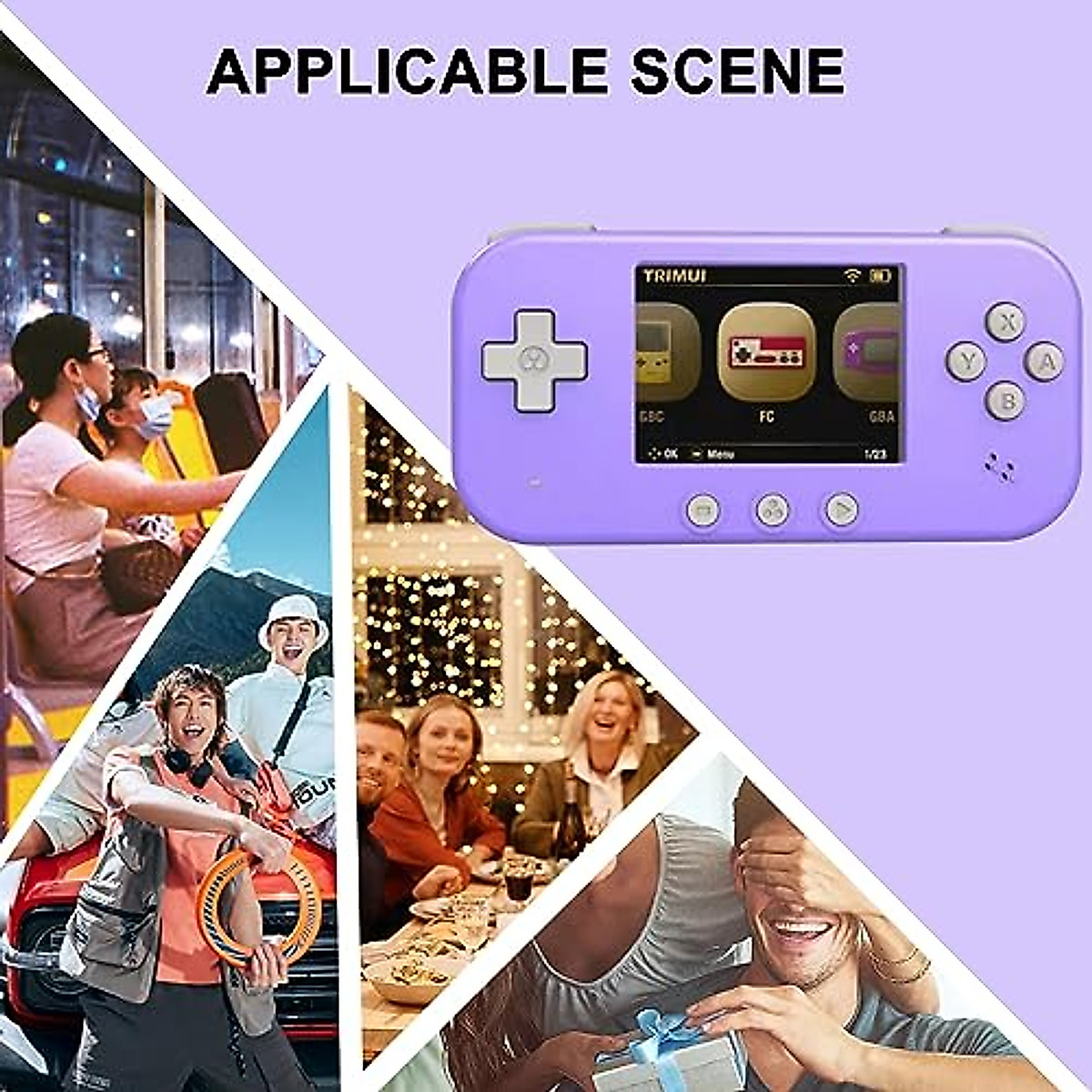 Retro Games Handheld Game Console Support Linux System and Multiple Emulators Console 2.4 inch 240x320 IPS LCD Screen Buit-in 1000mAh Lithium Battery-Purple
