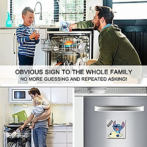 GOPEWON Dishwasher Magnet Clean Dirty Sign Indicator, Washing Machine Magnet Double Sided Kitchen Dish Washer Refrigerator Magnet Flip with Magnetic Plate (St1tch)