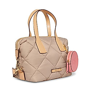 Anne Klein Convertible Quilted Mini Satchel, Stone/Warm Sand/Posie Pink/Sand-White Webbing