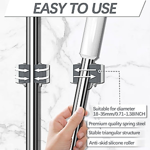 3-H Mop and Broom Holder Wall Mount 20 Pack, Broom Holder Wall Mount, Broom Holder for Garage Garden Shed Storage System Laundry Room Home Kitchen Organization up to 1.45 Inch(grey)