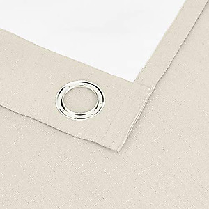 Amazon Basics 100% Blackout Textured Linen Window Panel with Grommets and Thermal Insulated, Noise Reducing Blackout Liner - 52" x 63", Ivory
