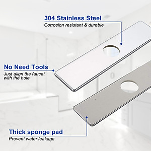 Greenspring Sink Hole Cover Chrome 10 Inch 1 or 3 Hole Long Rectangle Cover Deck Plate Faucet Escutcheon for Bathroom or Kitchen Vanity Sink Faucet Stainless Steel