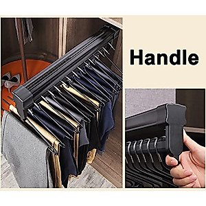 Extendable Clothes Rail Black, Pull Out Pant Hangers Closet Rod Adjustable 26-61cm Wardrobe Rail Clothes Rack,Load- Bearing 25kg (Size : 26cm/10.2in)