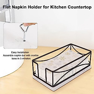 Livabber Guest Napkin Holder with Marble Base, Metal Bathroom Paper Hand Towel Storage Modern Napkin Tray Caddy for Countertop, Table Kitchen, Dinning Room (Black)