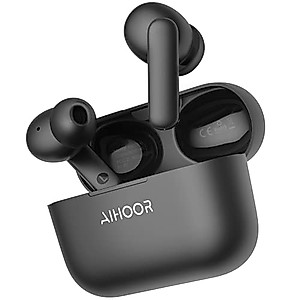 AIHOOR Wireless Earbuds for iOS & Android Phones, Bluetooth 5.3 in-Ear Headphones with Extra Bass, Built-in Mic, Touch Control, USB Charging Case, 30hr Battery Earphones, Waterproof for Sport