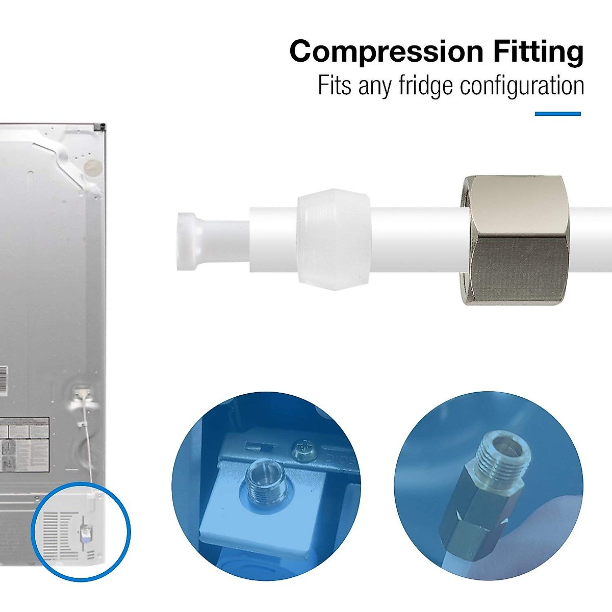 PureSec IMK01 Ice Maker Water Line Kit 3/8"&1/4" Fridge Water Line Connection DIY Kit for Connecting Reverse Osmosis Water Filtration System to Refrigerator/Ice Maker