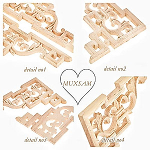 MUXSAM Wood Carved Corners Appliques, 4-Pack Little Wood Onlays, Retro Carvings Decals for Mirrors Doors Walls Shelves Boxes Chests Cabinets Dresser Old Futniture DIY Project, 15x10cm/5.9"x3.94"