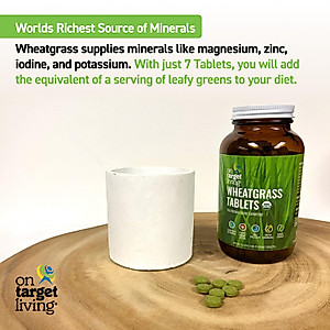 On Target Living Wheatgrass Tablets- 500 Tablets | USDA Organic |