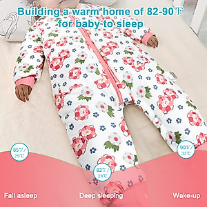 MOEMOE BABY Toddler Sleeping Sack, Cotton Sleep Sack with Feet, 2.5 Tog Wearable Blanket Baby, Winter Sleep Sack with Legs for Baby Boys and Girls