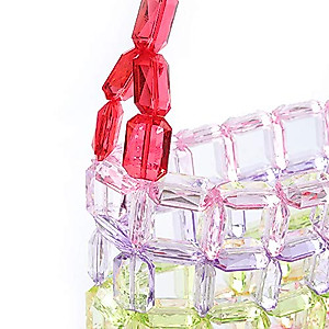 YUSHINY Women Hollow Evening Candy Rainbow Bag Handmade Acrylic Beaded Purse with DustBag