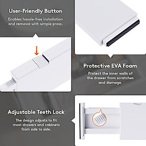 Lifewit 5 Pack Drawer Dividers Plastic 4" High, 13.5-22" Adjustable Drawer Organizers for Clothes, Expandable Dresser Separators in Bedroom/Bathroom/Kitchen/Fridge/Office Organization and Storage