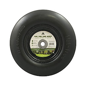 MARASTAR 00232-2pk Universal Fit Flat Free 11x4.00-5 Lawnmower Tire Assembly, 3.4" Centered Hub, 3/4" Bushing