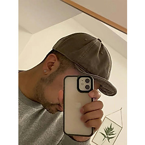 Retro Short Brim Cap Casual Wear Adjustable Sun Hat Soft Brim Baseball Cap Washed to Make Old Soft Top Work Cap Tide (Green,One Size)