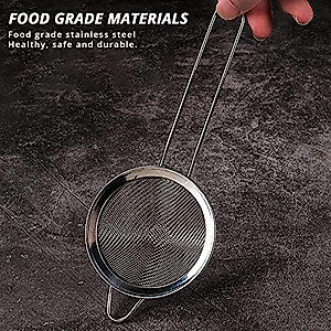KUFUNG Fine Mesh Sieve Strainer Stainless Steel Cocktail Strainer Food Strainers Tea Strainer Coffee Strainer with Long Handle for Double Straining Utensil (S, Gray)