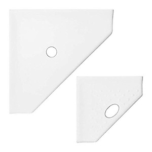 Questech Décor 8 Inch Corner Shower Shelf and 5 Inch Shower Caddy Foot Rest, Geo Flatback Wall Mounted Bathroom Shower Organizer, Bright White Matte