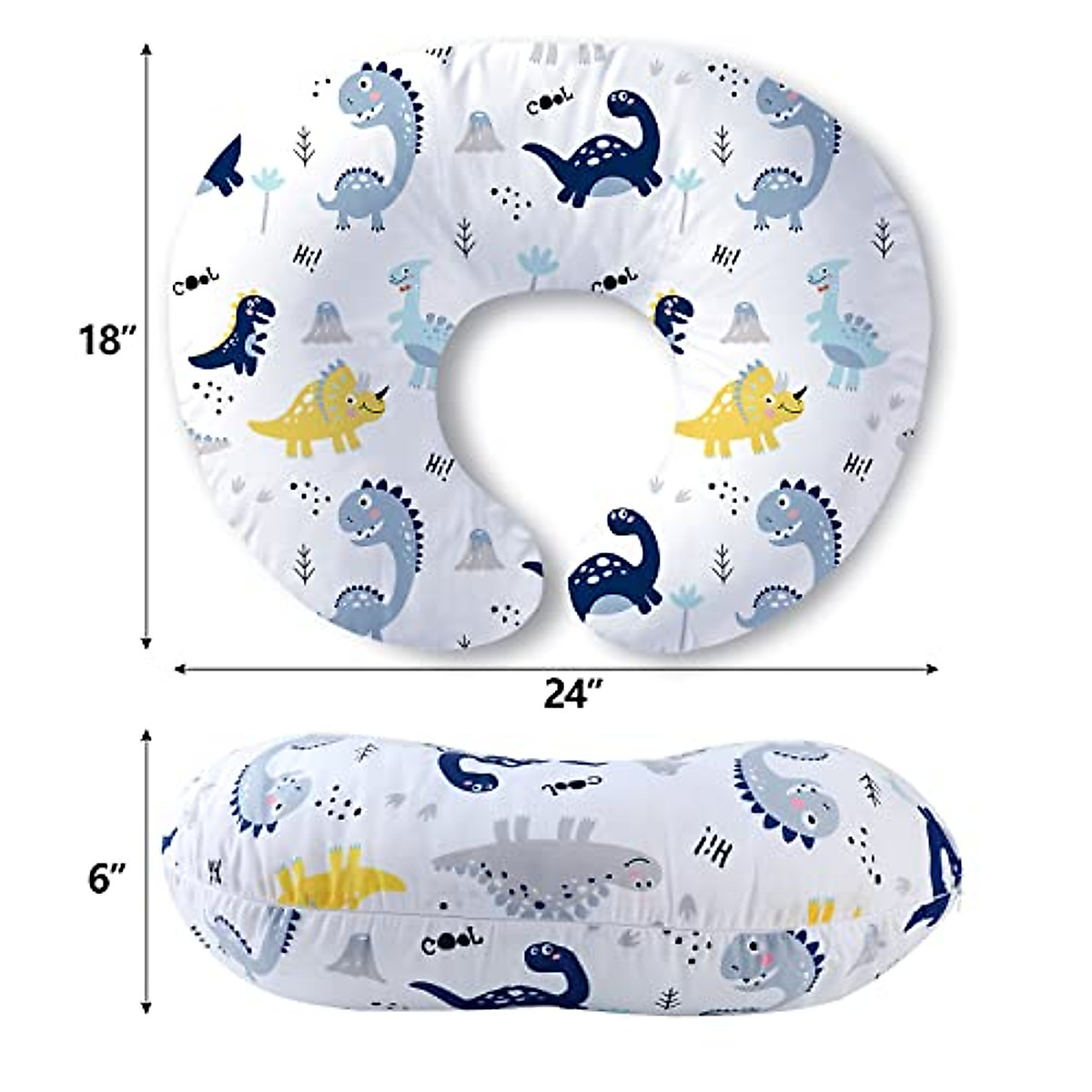 Plushii Nursing Pillow, Breathable Nursing Pillows for Breastfeeding, Breast Feeding Pillows for Mom, Breastfeeding Pillows for Bottle Feeding, Tummy Time, Sitting Support - Dinosaurs World